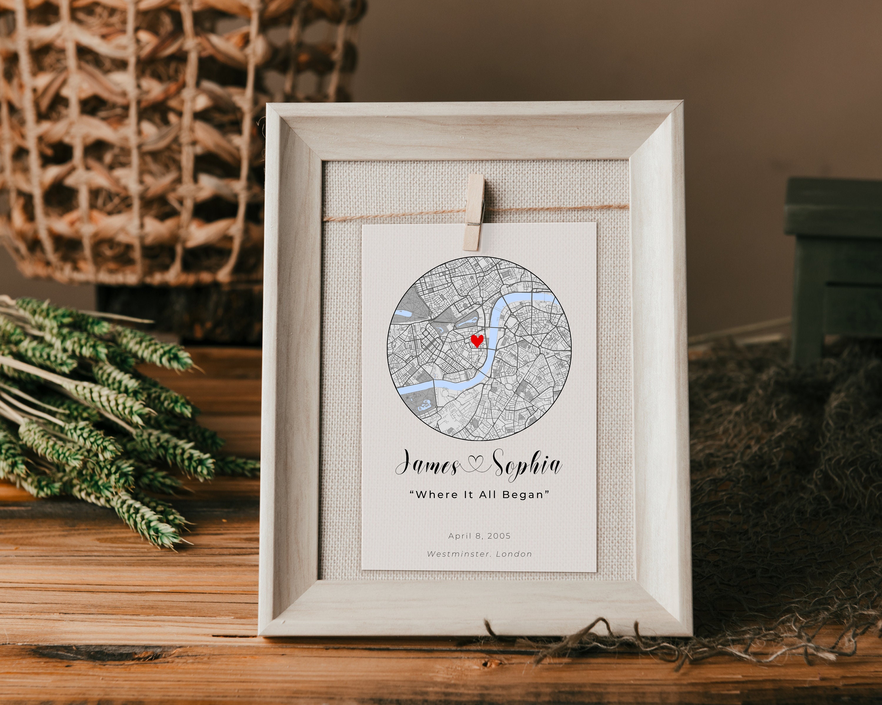 Custom DIGITAL Map Location Print, Anniversary Gift, Latitude ...