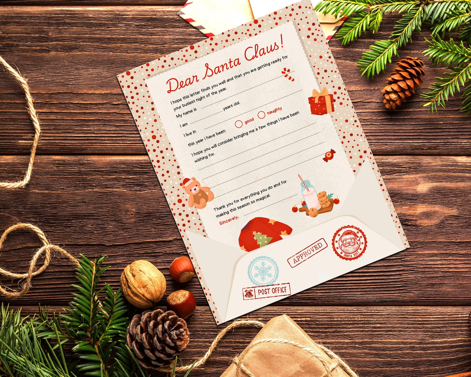 Modello di lettera a Babbo Natale stampabile con lista dei desideri di ...