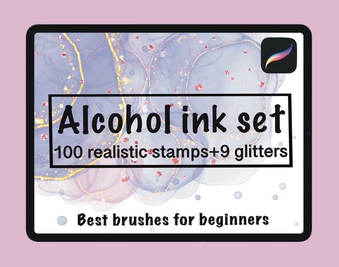 Alcohol Ink Stamps Set for Procreate, Color Palettes, Texture Ink ...