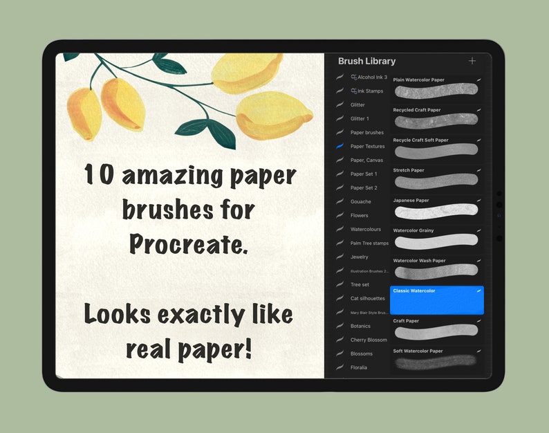 Procreate Paper Texture Brushes, Procreate Paper Canvases, Gouache ...