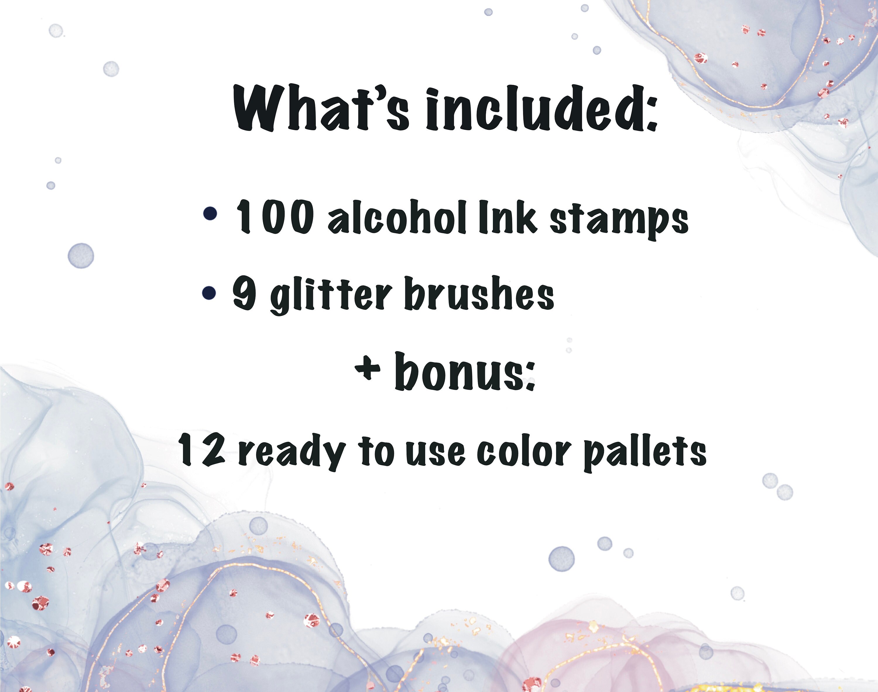 Alcohol Ink Stamps Set for Procreate, Color Palettes, Texture Ink ...