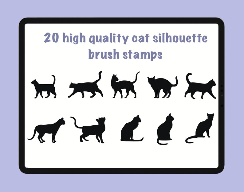 Cat Silhouette Brushes for Procreate, Cat Stamp Brushes for Procreate ...