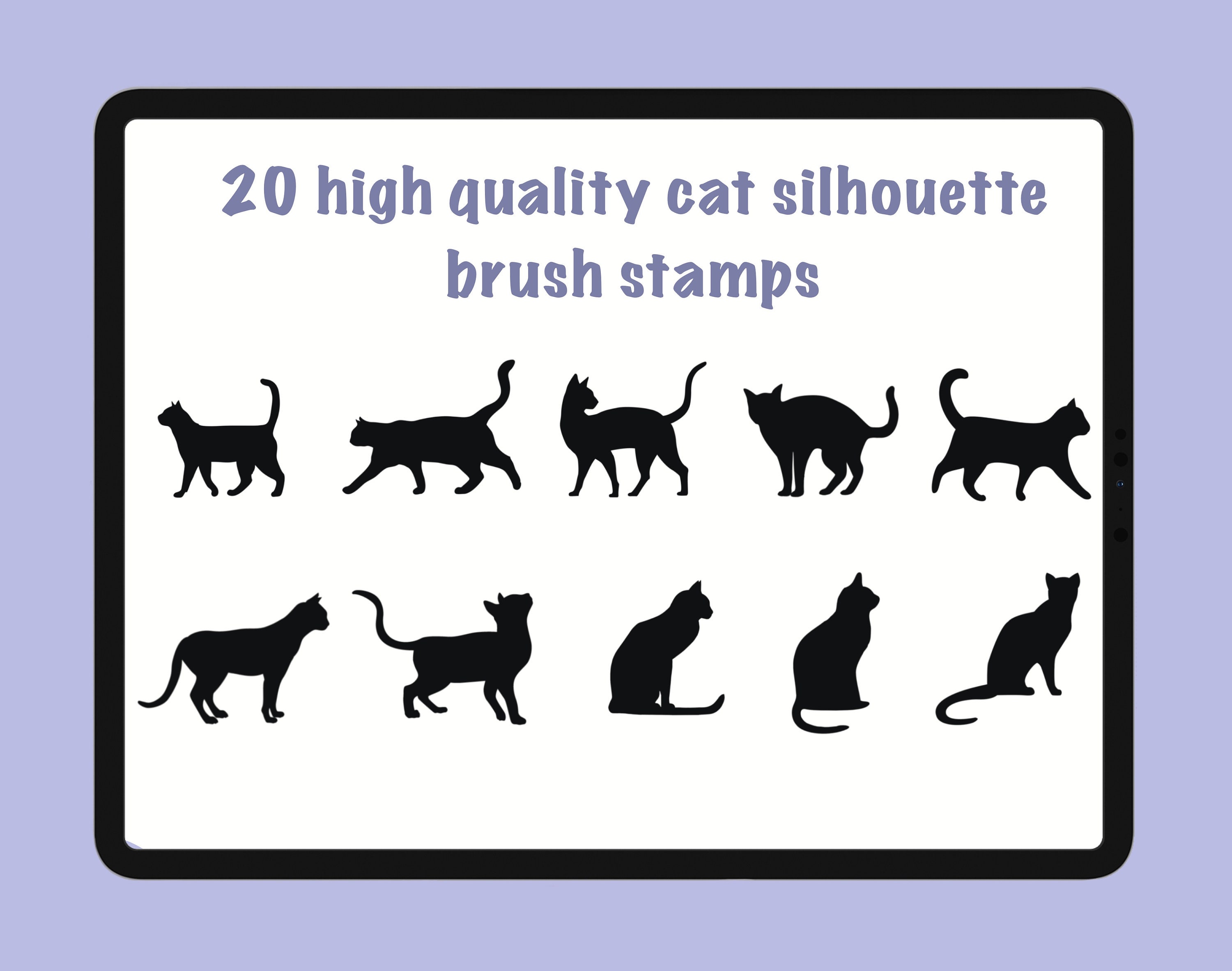 Cat Silhouette Brushes for Procreate, Cat Stamp Brushes for Procreate ...
