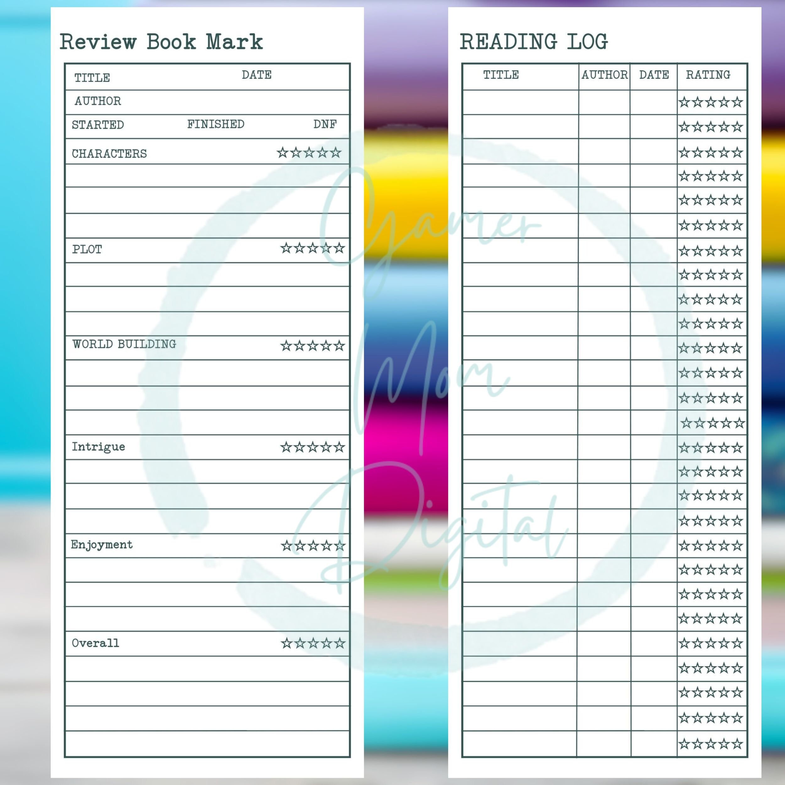 Old Library Card Style Printable Bookmark, Review Bookmark, Reading Log ...