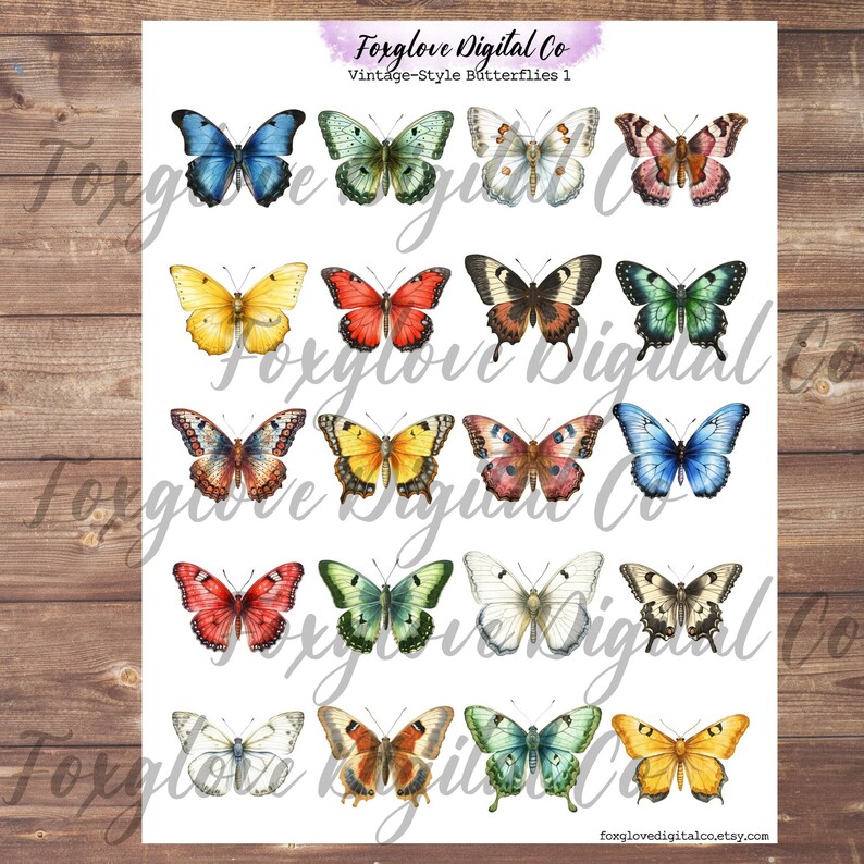 Printable Vintage Butterfly Collage Sheet | Small Art Collage Sheet ...