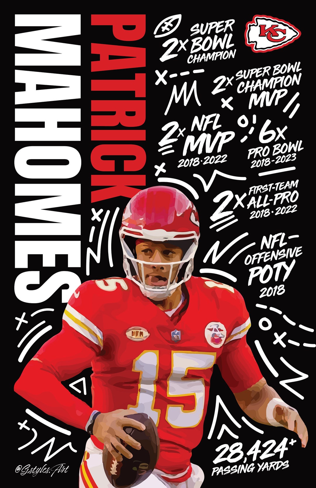 Patrick Mahomes / Patrick Mahomes Poster Athlete Wall Art - Etsy