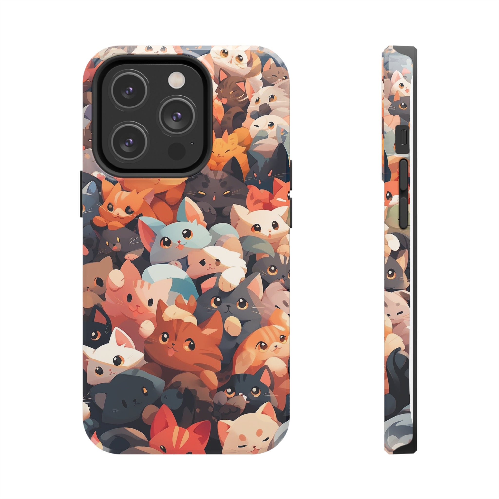 Cartoon Cat Case for iPhone 14 Plus Pro 13, 12, 11, XS, XR, Shockproof ...