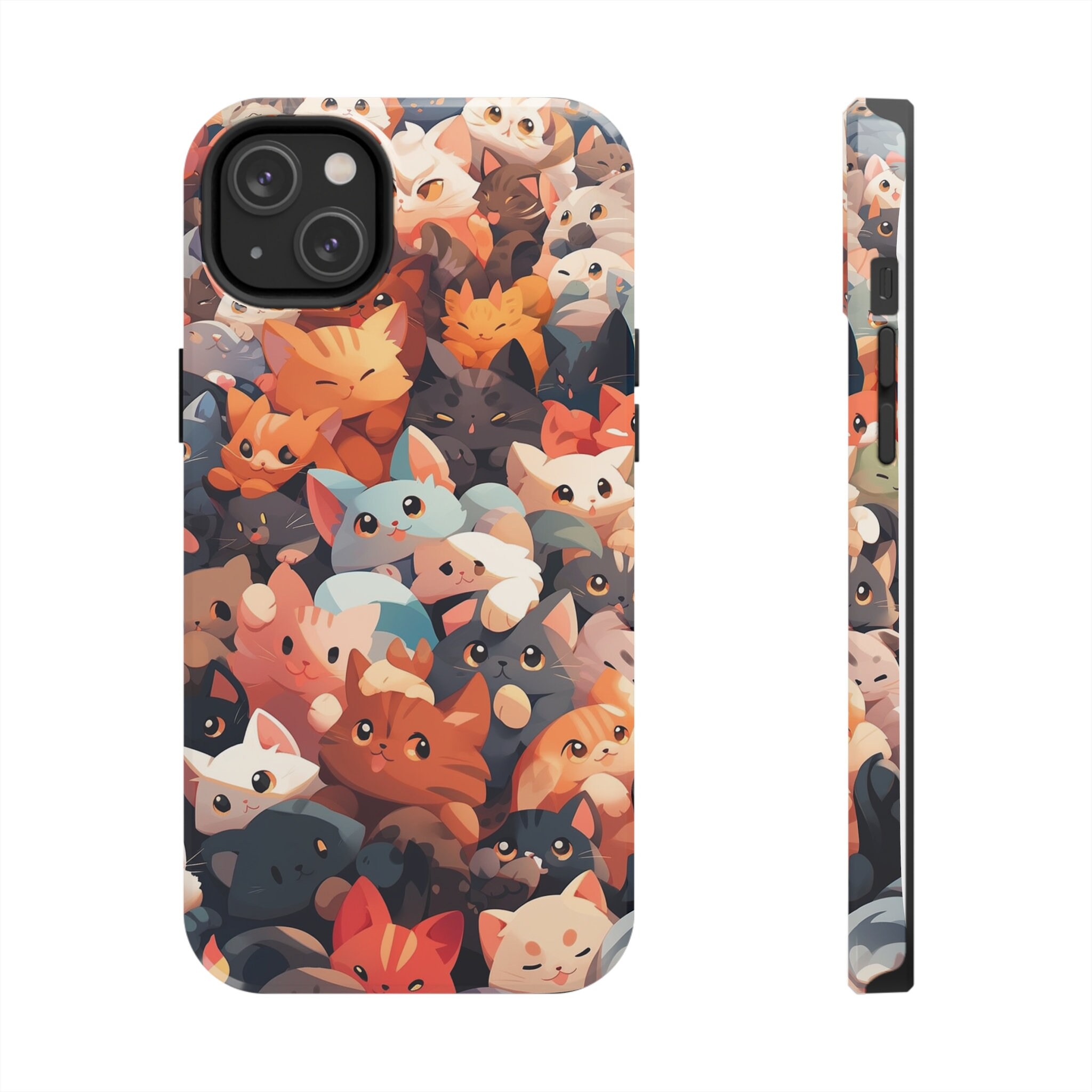 Cartoon Cat Case for iPhone 14 Plus Pro 13, 12, 11, XS, XR, Shockproof ...