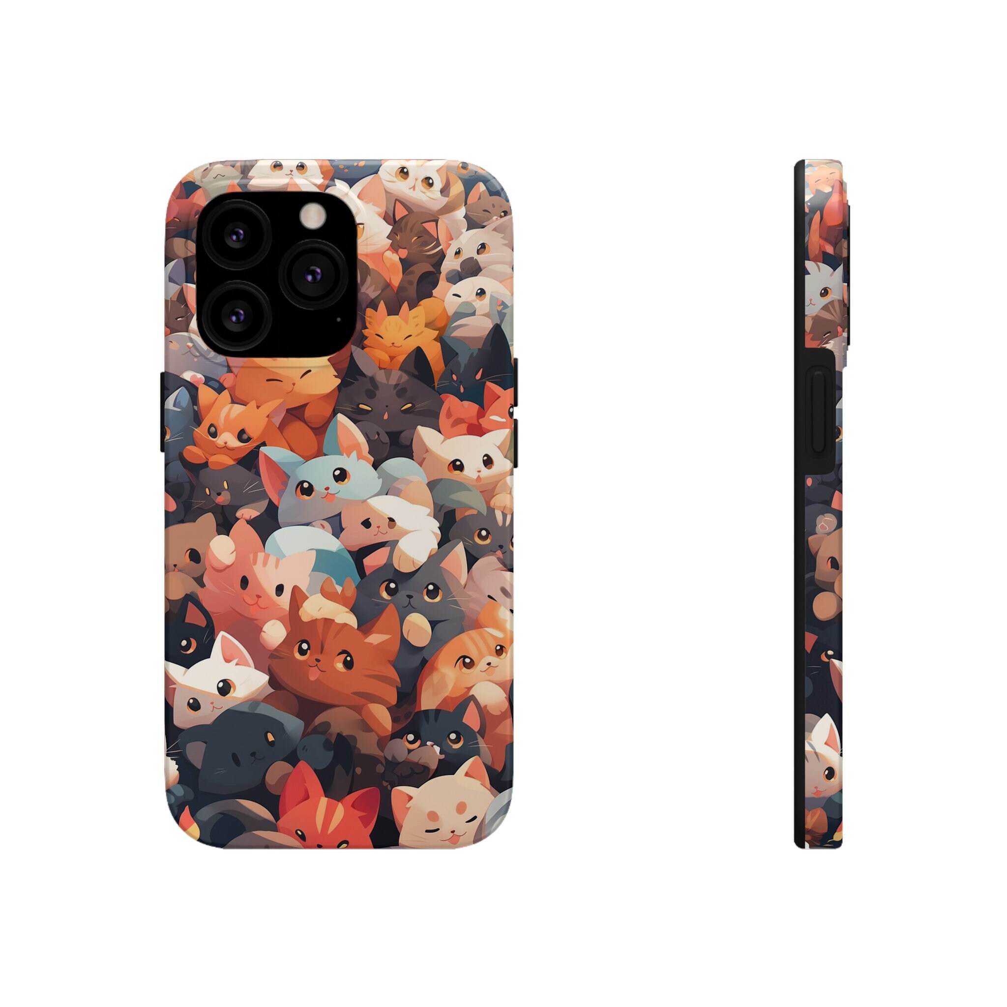 Cartoon Cat Case for iPhone 14 Plus Pro 13, 12, 11, XS, XR, Shockproof ...