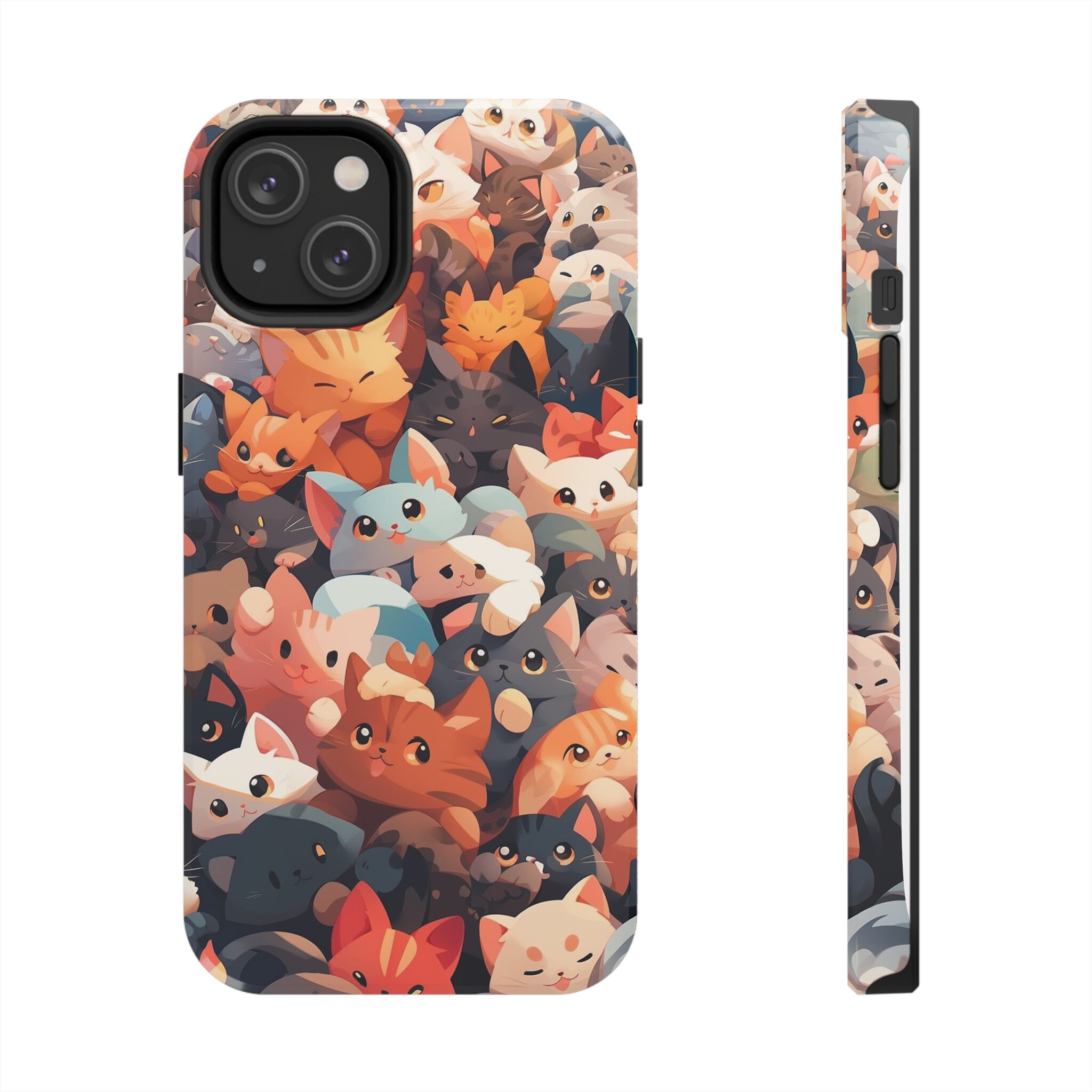 Cartoon Cat Case for iPhone 14 Plus Pro 13, 12, 11, XS, XR, Shockproof ...