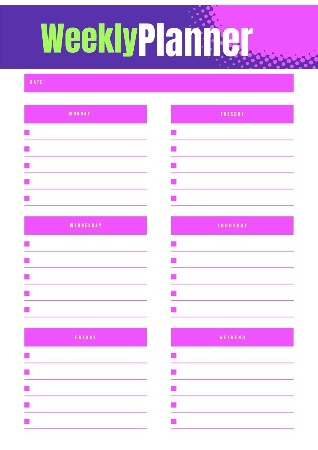 Weekly Planner Digital Download - Etsy