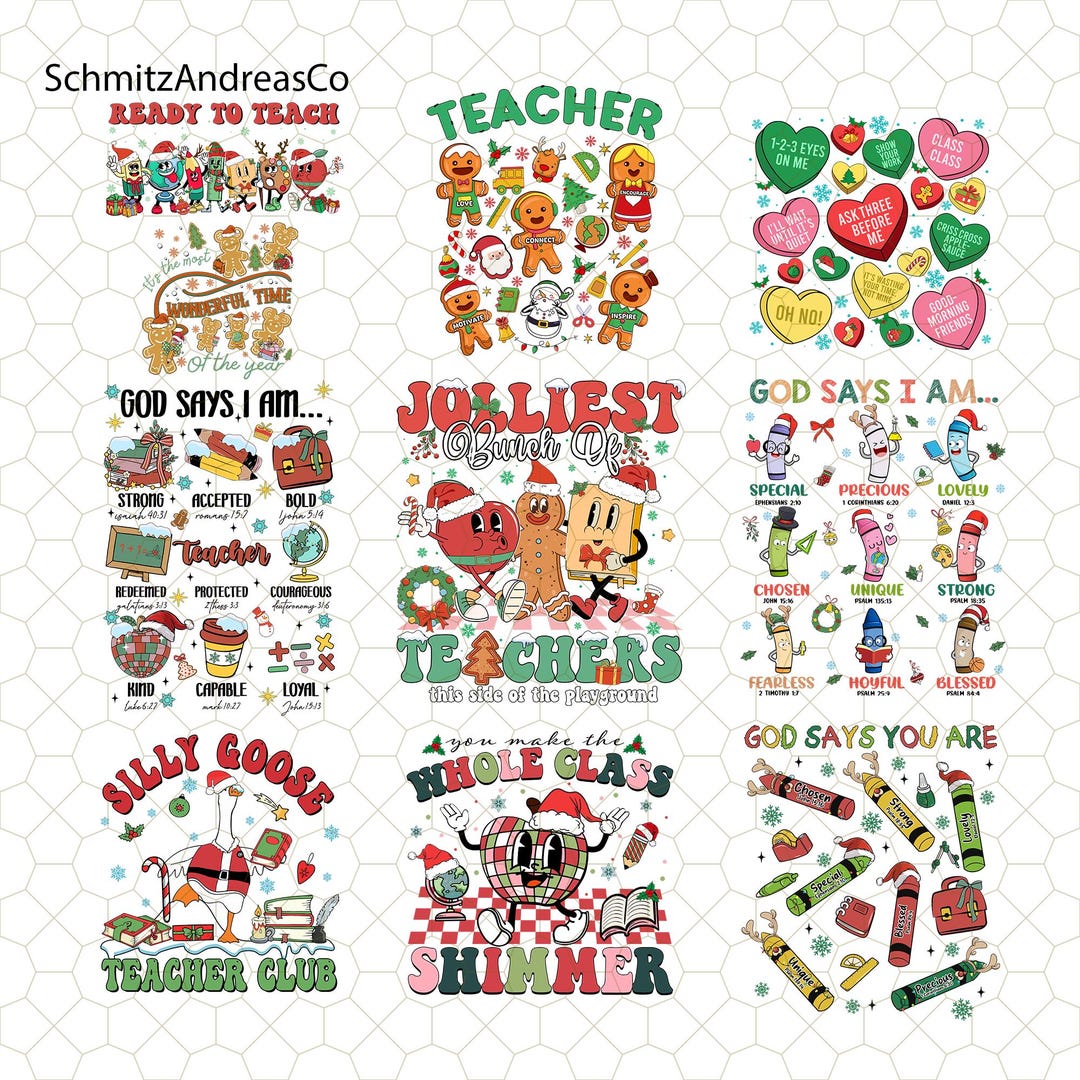 Christmas Teacher Bundle Png, Teach Love Inspire Png, Merry Teacher Png ...