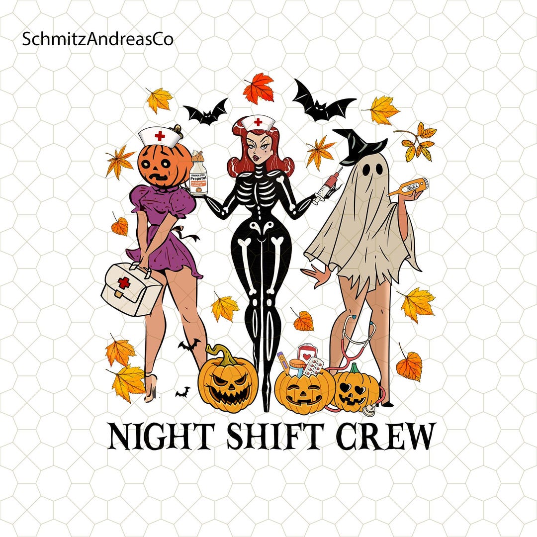 Nurse Halloween Png, Night Shift Crew Spooky Nurse Png, Halloween Png ...