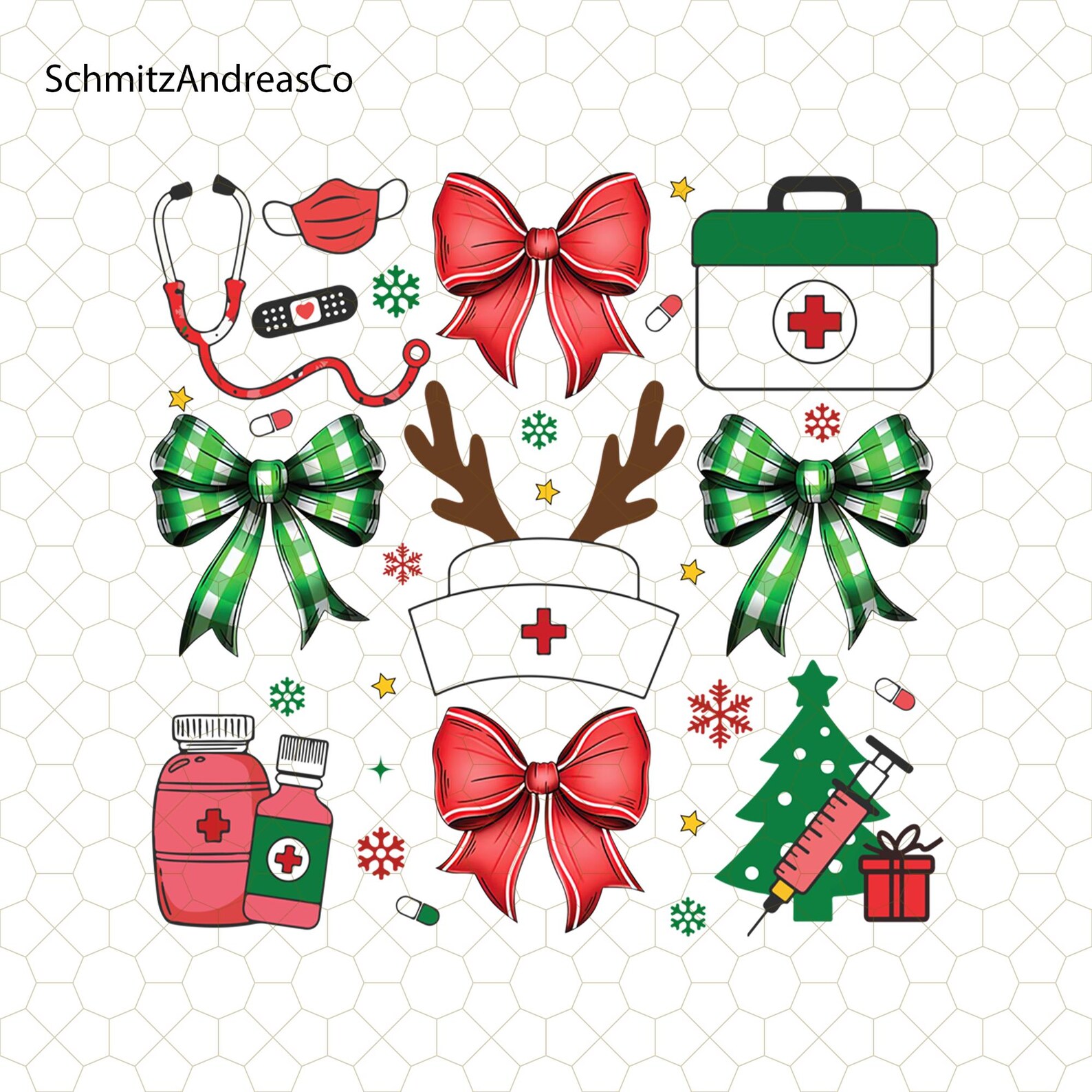 Nurse Christmas Png, Stethoscope Coquette Bow Png, Nurse Xmas Png ...