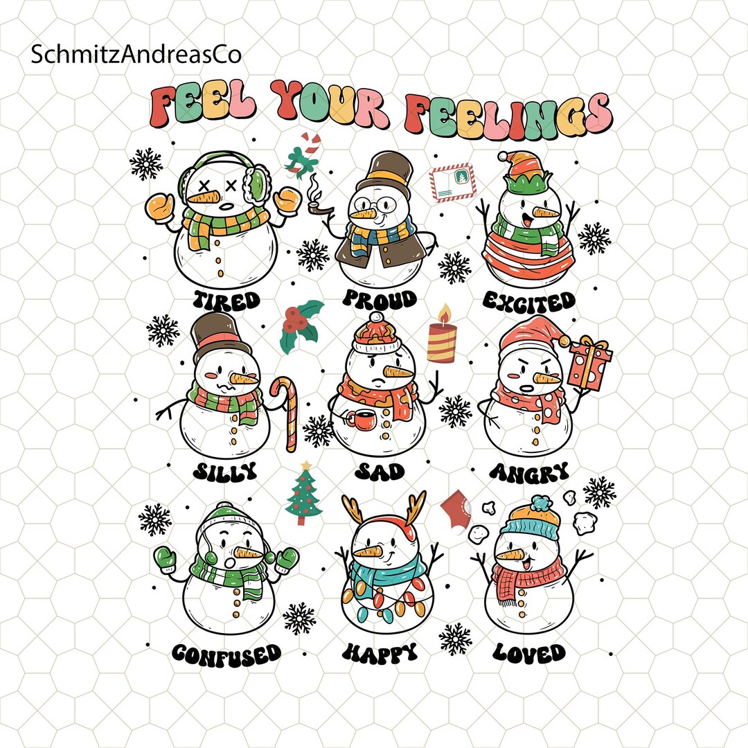Christmas Feel Your Feelings Png, Mental Health Snowman Png, Christmas ...