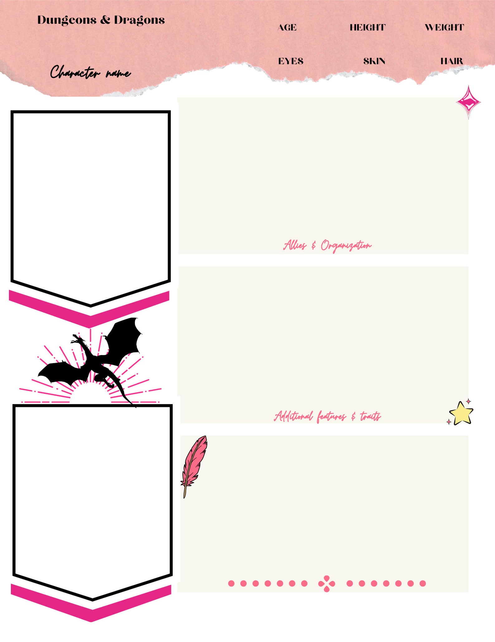 Dnd PINK Character Sheet *digital - Etsy
