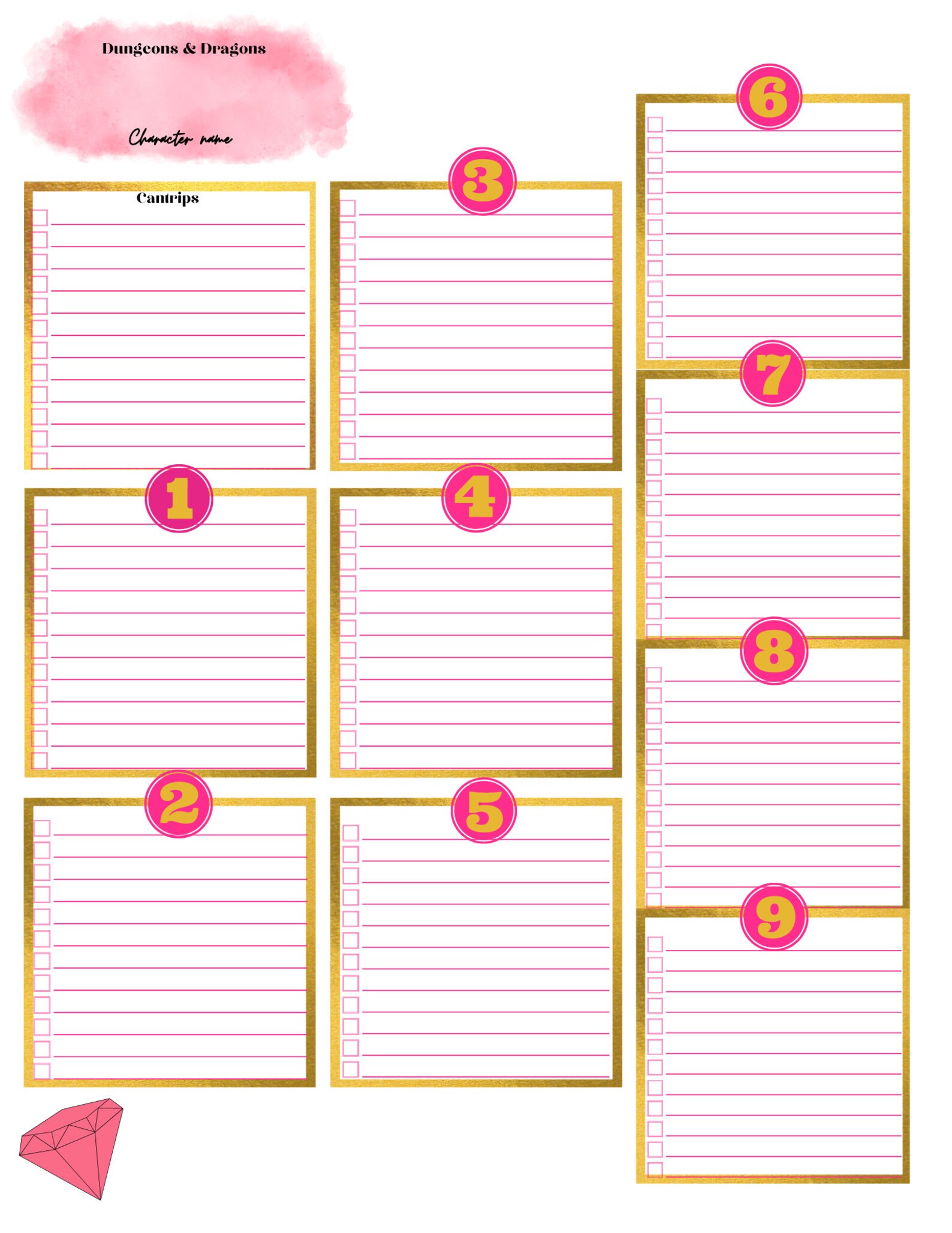 Dnd PINK Character Sheet *digital - Etsy