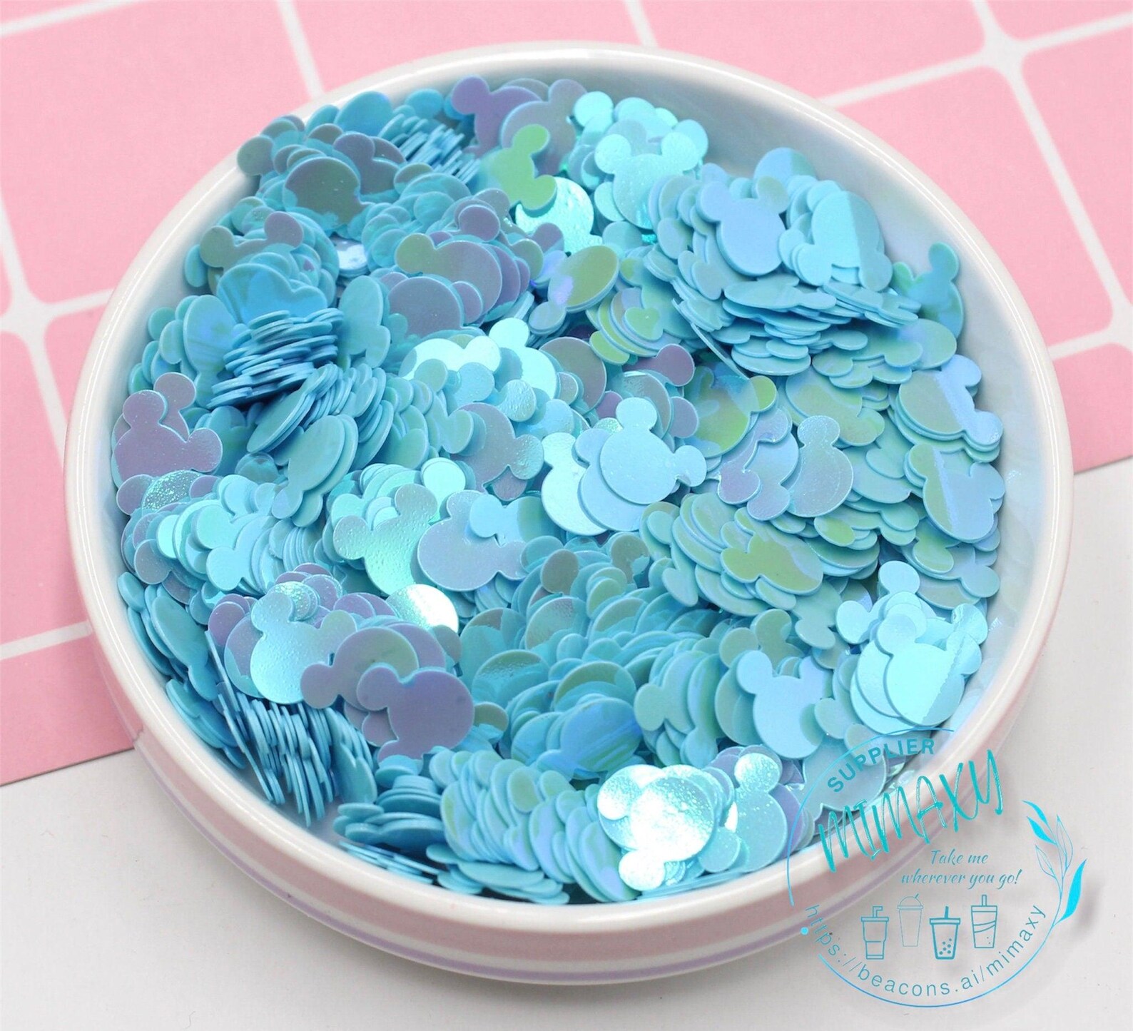 10mm Sequins Ears Mouse Head 8 Colors Iridescent Holographic Mickey ...