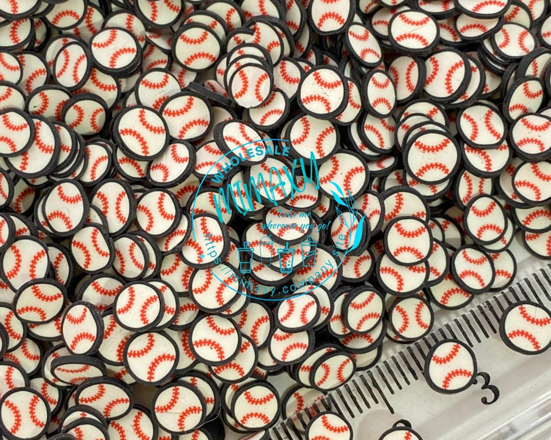 5mm BASEBALL/ Ball/ Sport/sprinkle/ Slime Polymer Clay Slice Slices ...