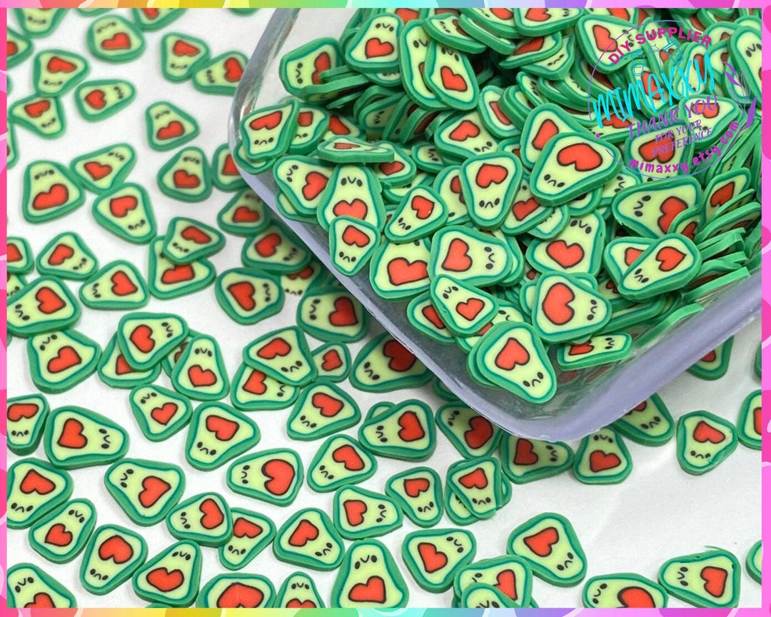 5mm Avocado Heart, Polymer Clay Slices / Resin Art / Nail Art / Snow ...