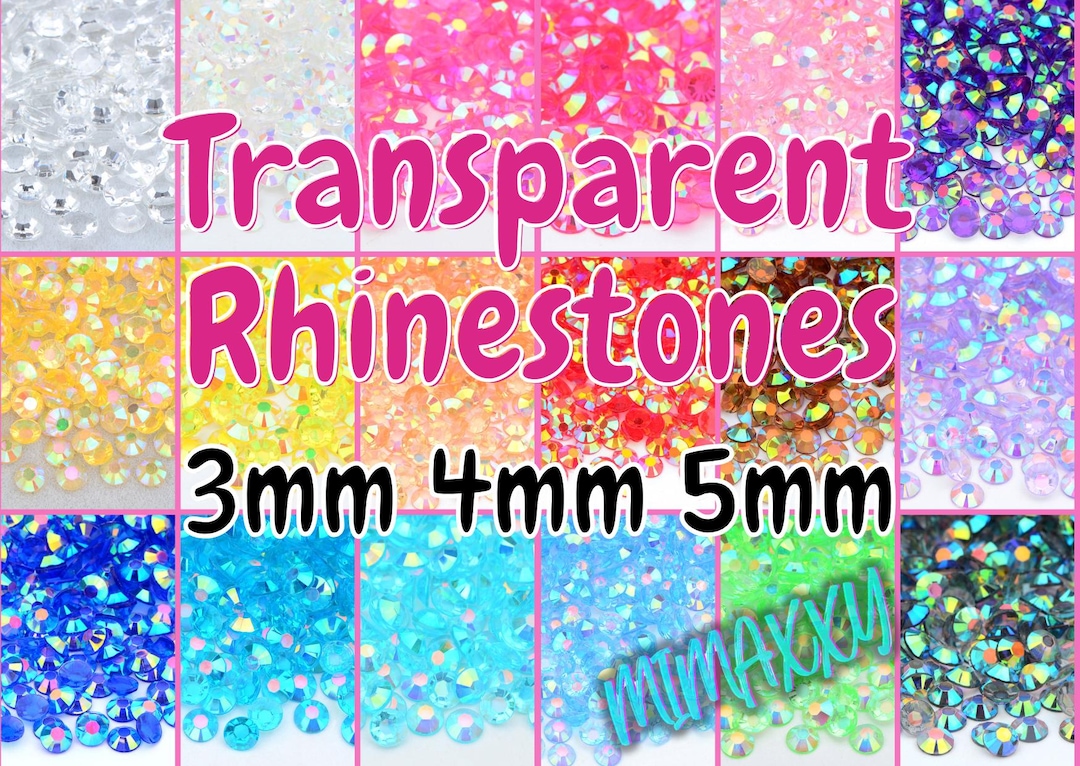 Transparent Rhinestones Non-hotfix Flatback Resin, AB Rhinestone / 3MM ...