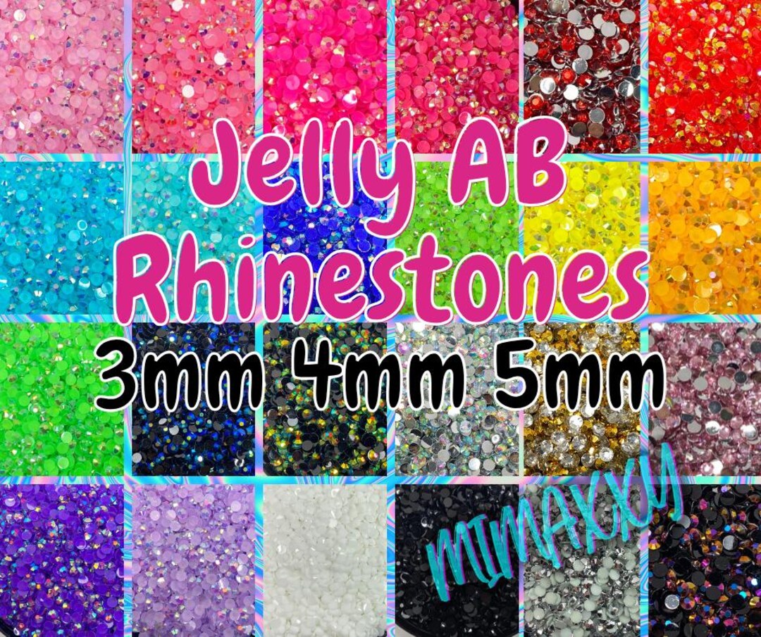 AB Jelly Rhinestones Non-hotfix Flatback Resin, AB Rhinestone / 3MM ...