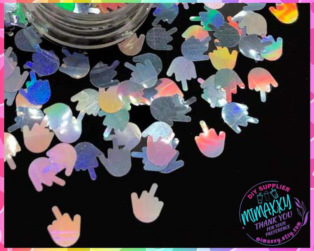 8mm Holographic Middle Finger, Shaped Glitter, Chunky Glitter Mix ...