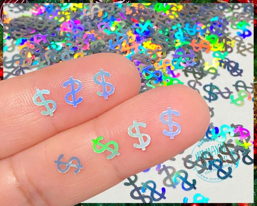 5mm Holographic MONEY SILVER Shaped Glitter, Chunky Glitter Mix ...