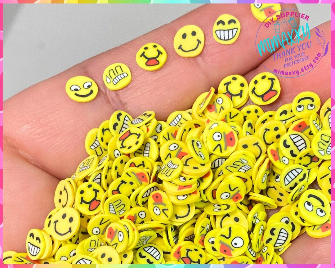 5 Mm Mix EMOTICON, Smile, Happy, Fake Sprinkles Polymer Clay Slices ...