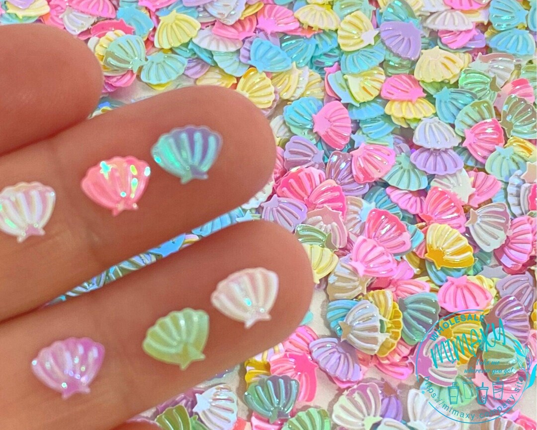 5mm Mix SHELLS Mermaid Sea Sprinkle Slime Fake Bake Nail Art Faux Craft ...