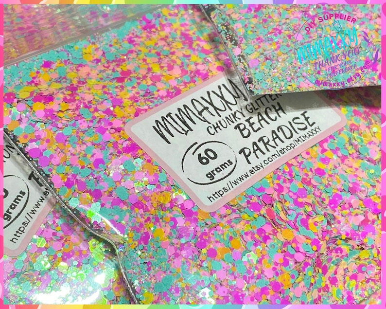 BEACH PARADISE, Chunky Glitter Mix, Cosmetic Glitter,nail Art, Resin ...