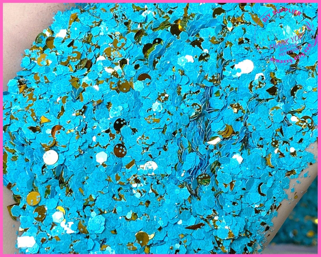 Gold Blue Topaz, Shaped Glitter, Chunky Glitter Mix, Cosmetic Glitter ...