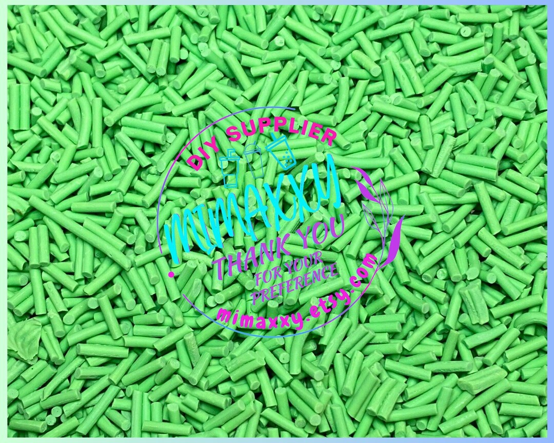 Grass Green White Long Polymer Clay Fake Sprinkles, Fimo Deco, Slime ...