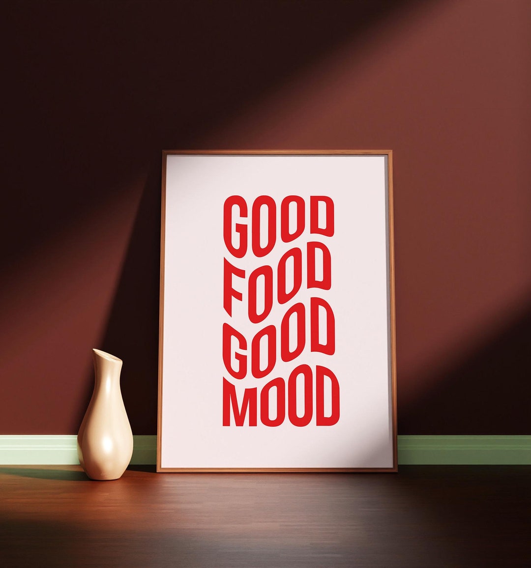 Good Food Good Mood Print: Red Typography Kitchen Art (digital Download ...