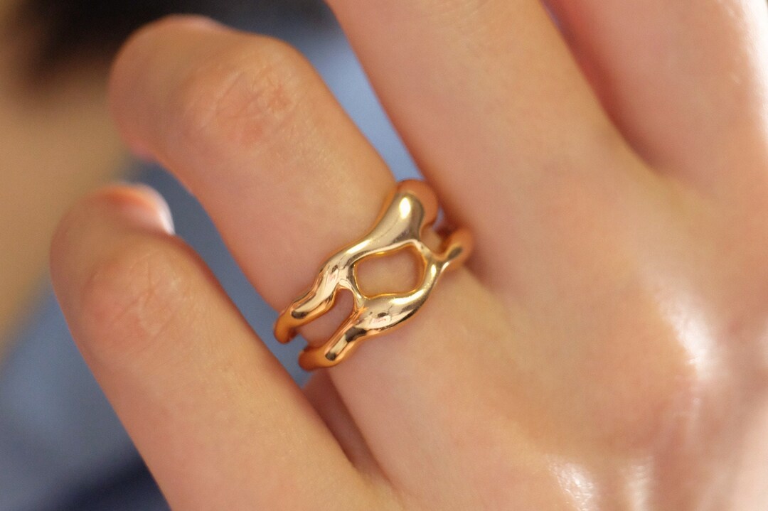 Silver Metal Liquid Irregular Chunky Silver Rings for Women - Etsy
