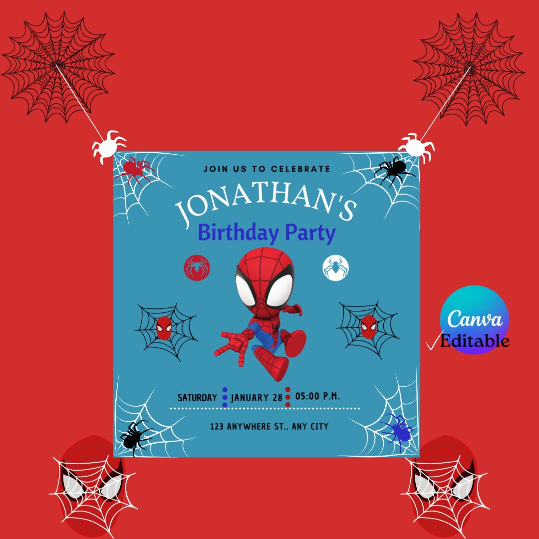 Spider-man Digital Invitation/spider-man Birthday Party Invitation ...