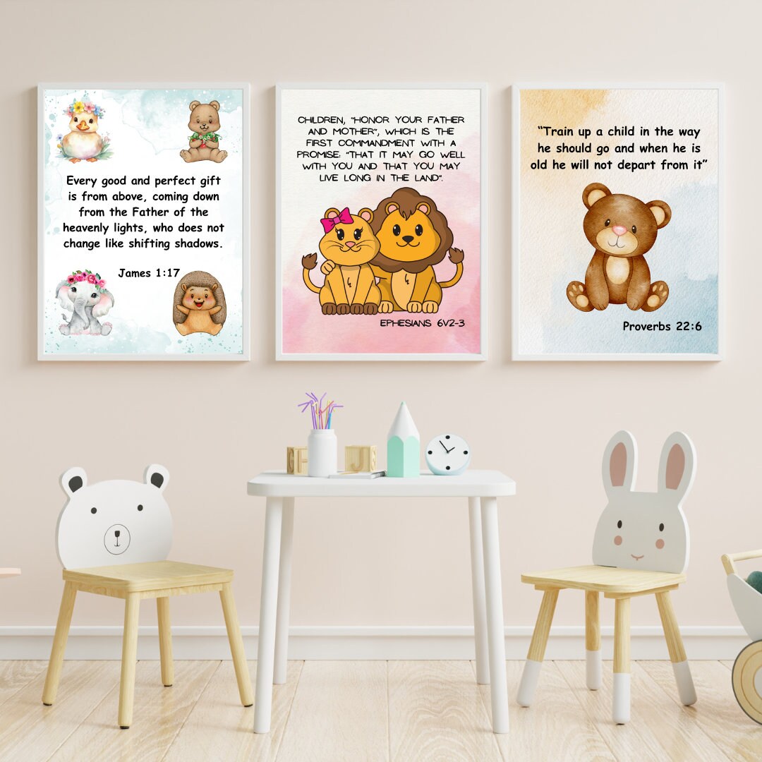 Bible Scripture Frame, Poster, Wall Art for Kids/wall Art Scripture ...