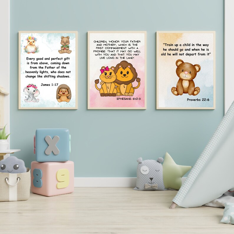 Bible Scripture Frame, Poster, Wall Art for Kids/wall Art Scripture ...