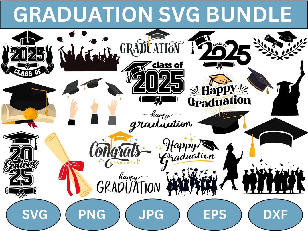Senior 2025 Graduation SVG Bundle: Cricut Cut Files (instant Download ...