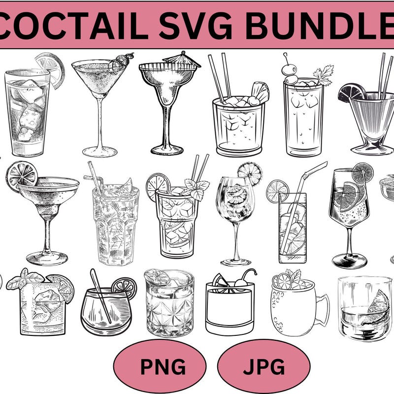 Cocktail Line Art - Etsy