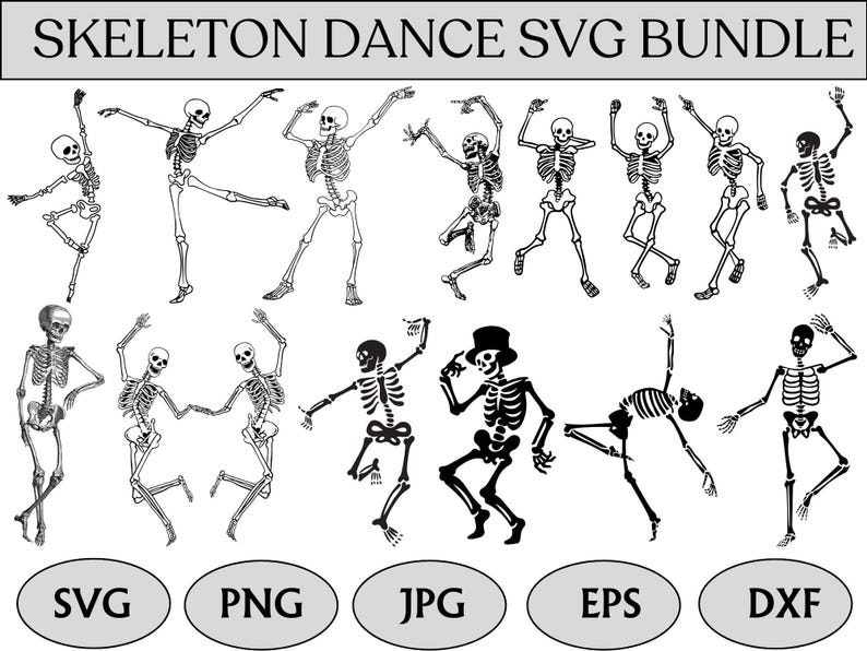 Dancing Skeleton SVG Bundle: Funny Spooky Cut Files (digital Download ...