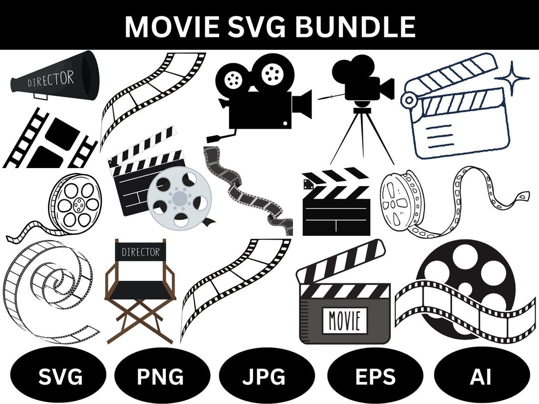 Movie Film Strip SVG Bundle: Cricut & Silhouette Files (digital ...