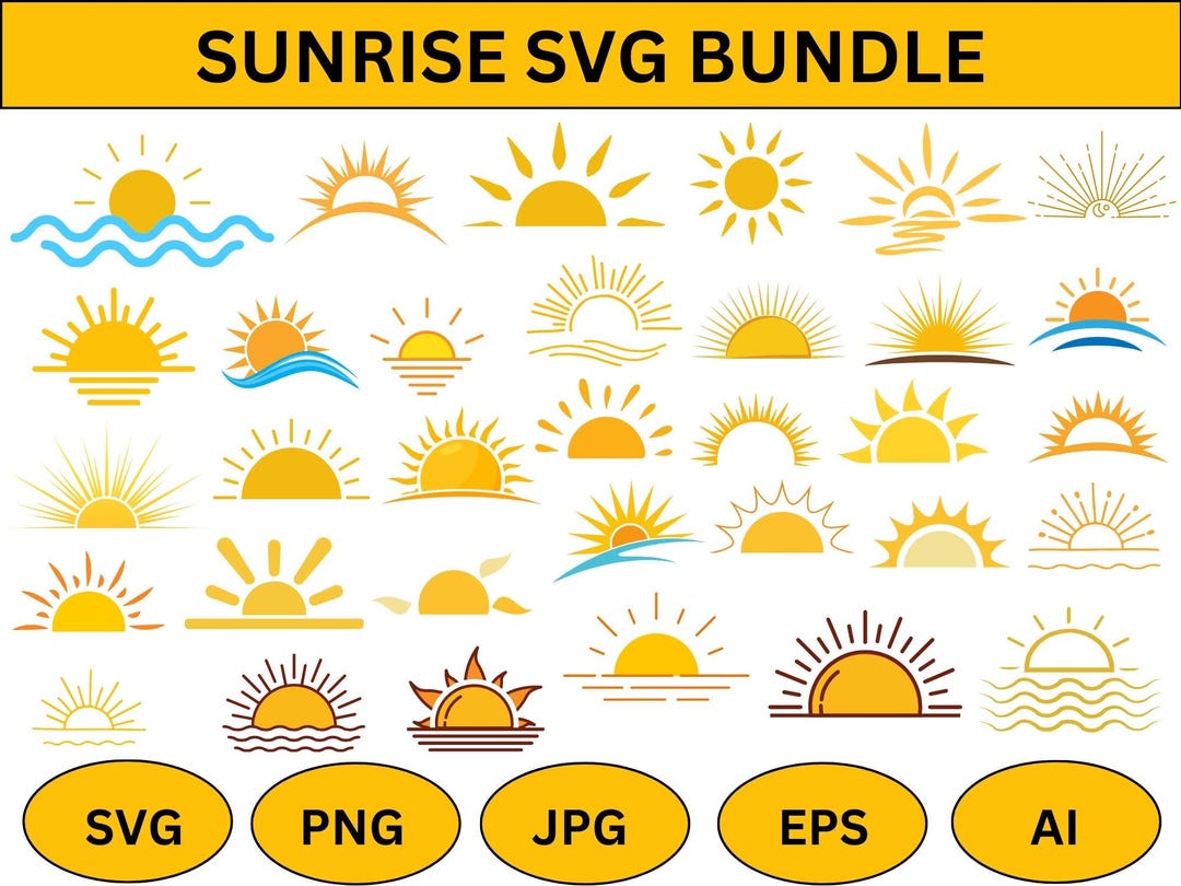 Sunrise SVG Bundle: Sun Clipart, Cricut Cut Files (digital Download) - Etsy