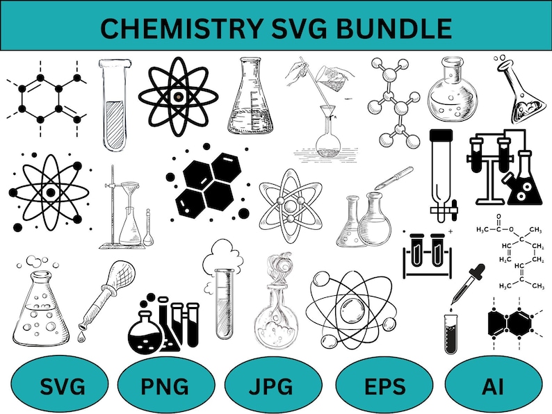 Chemistry SVG Bundle: Test Tube Clipart, Cricut Cut Files (digital ...