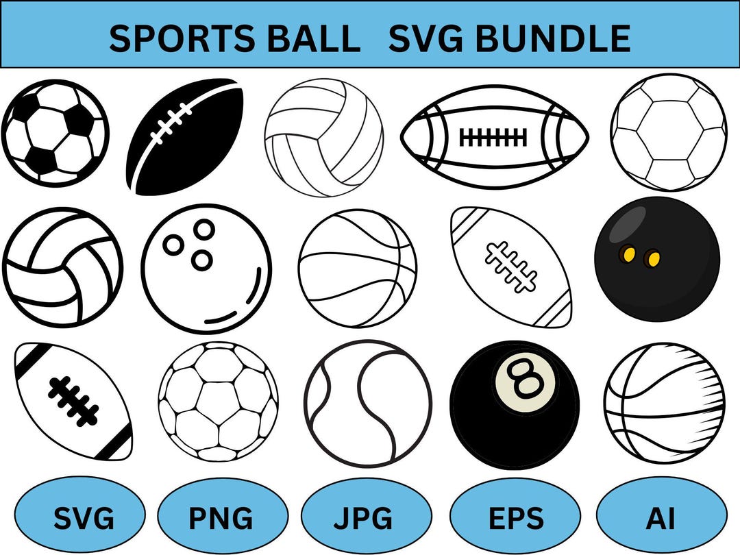 Sports Balls SVG Bundle: Game Day Vibes, Cricut & Silhouette (digital ...