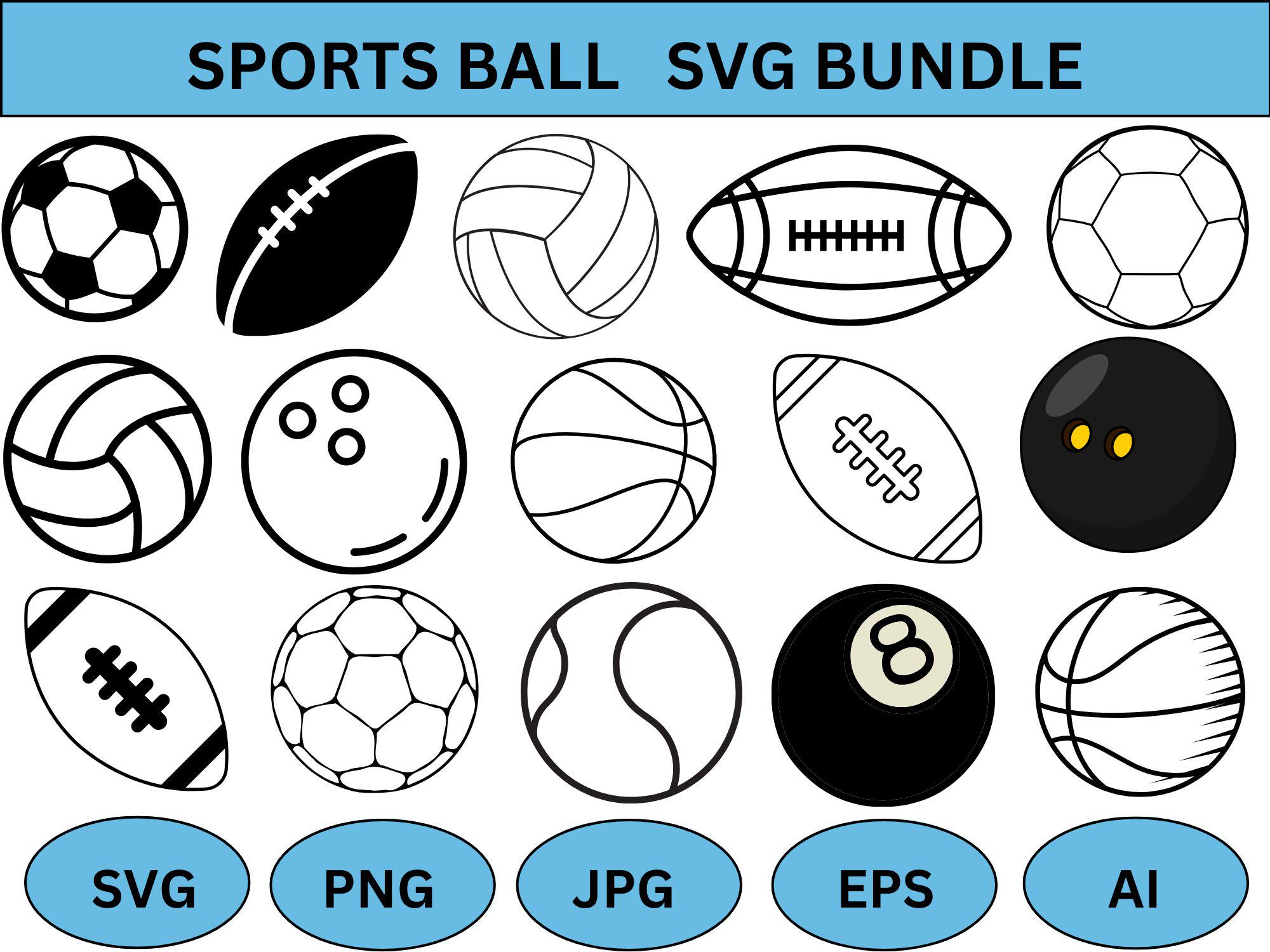 Sports Balls SVG Bundle: Game Day Vibes, Cricut & Silhouette (digital ...