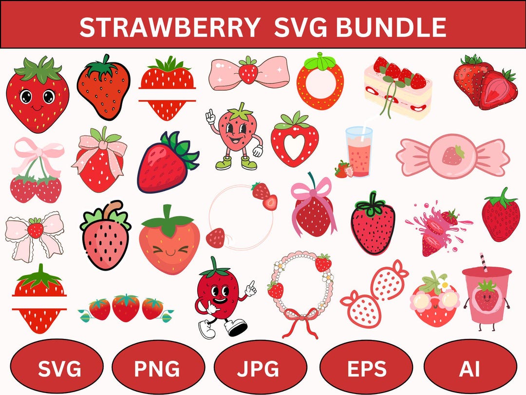 Strawberry Svg Bundle, Strawberry Png, Strawberry Clipart,strawberry ...
