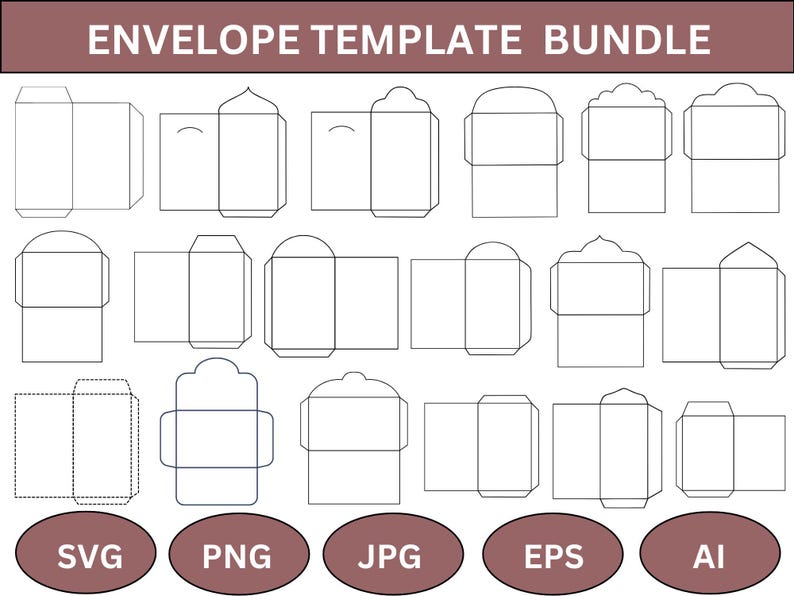 Envelope Template Bundle: Printable PDF & PNG Files (commercial Use) - Etsy
