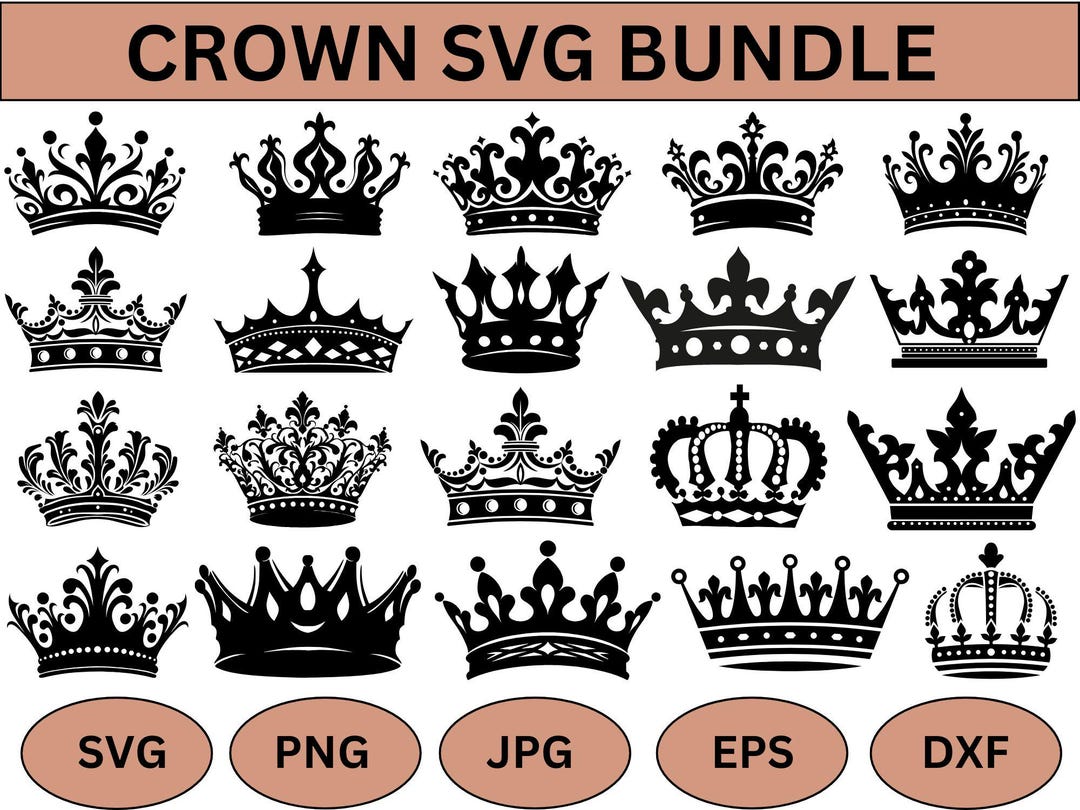Crown SVG Bundle: Royal King & Princess Tiara Clipart (instant Download ...