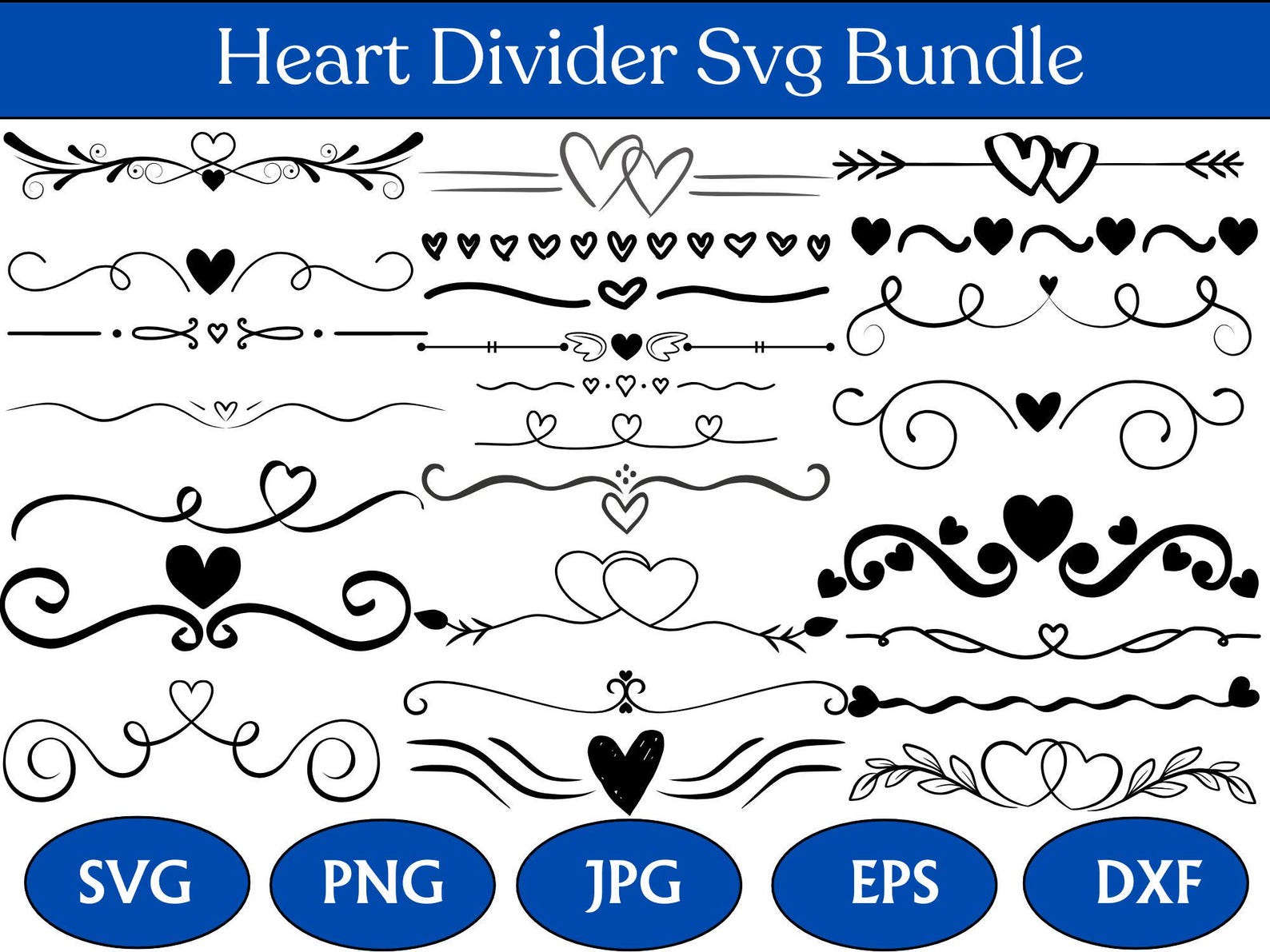 Heart Text Divider Svg Bundle,wedding Text Dividers Svg,heart Border ...